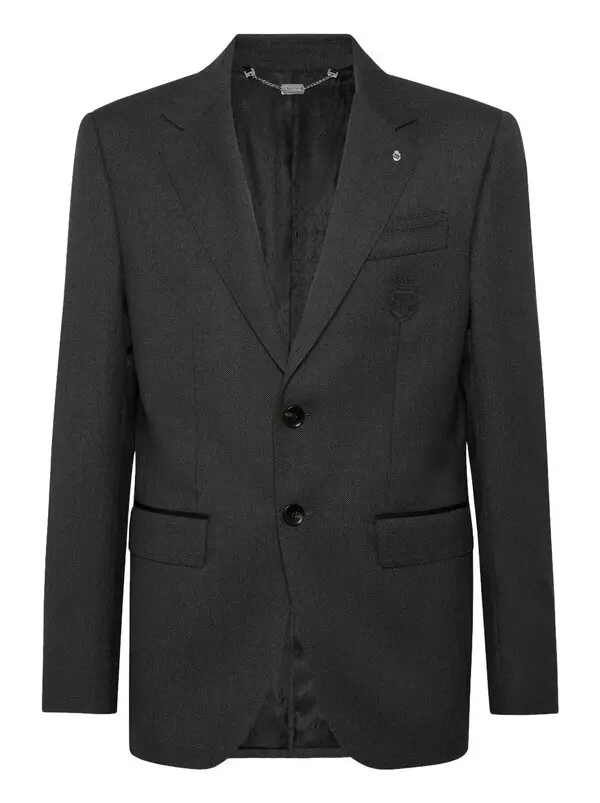 BILLIONAIRE Embroidered-detail Buttoned Blazer - Black