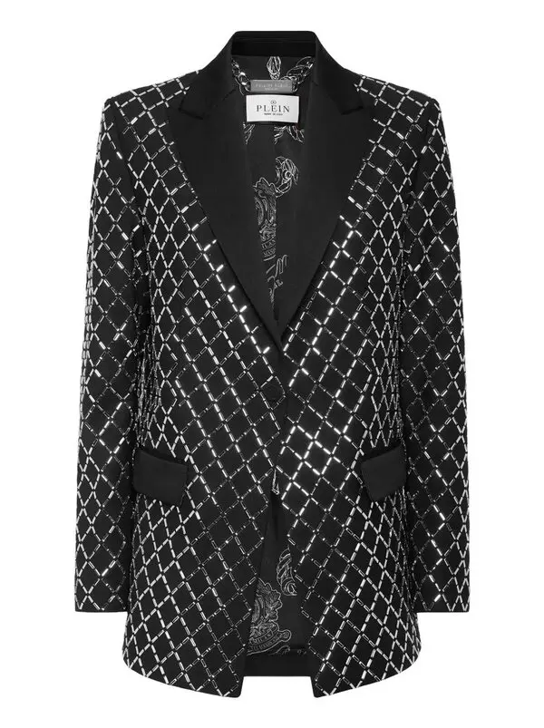 Philipp Plein Crystal Rhombus Blazer - Black