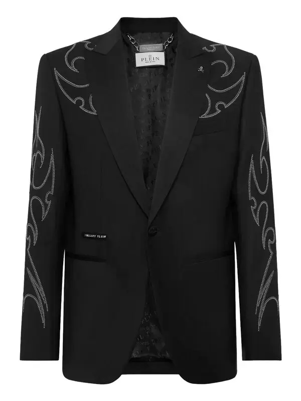 Philipp Plein Embroidered Blazer - Black