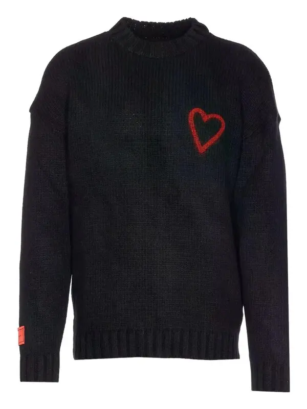 VISION OF SUPER Heart-intarsia Jumper - Black