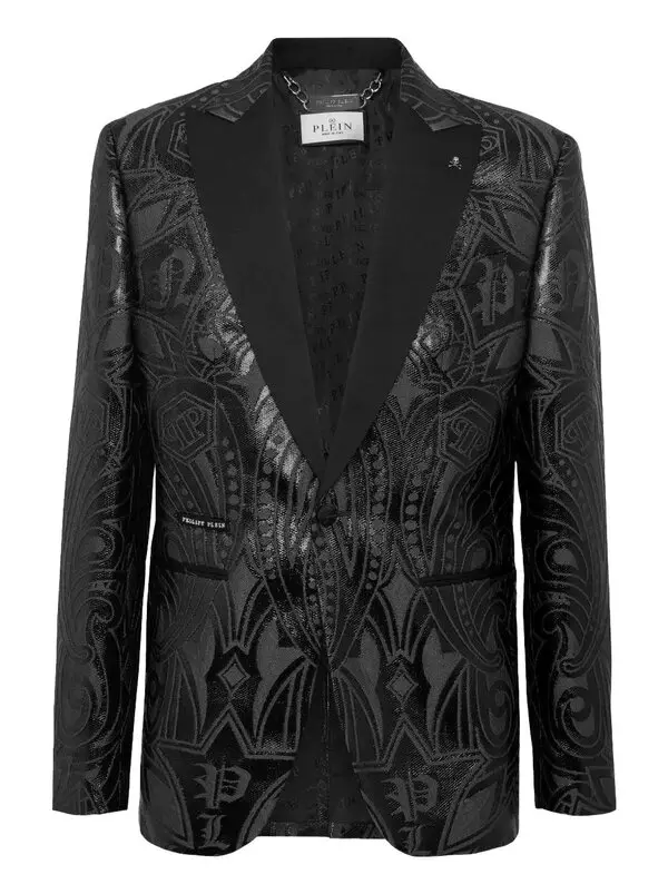 Philipp Plein Gothic Plein-jacquard Blazer - Black