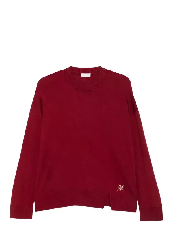 Liu Jo Logo-plaque Split-hem Sweater - Red