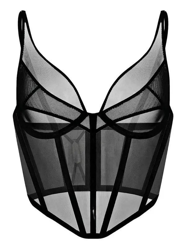 ZHILYOVA Mesh Panelled Corset - Black