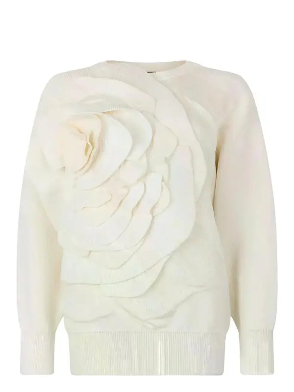 Roberto Cavalli Floral-appliqué Crewneck Sweater - Neutrals