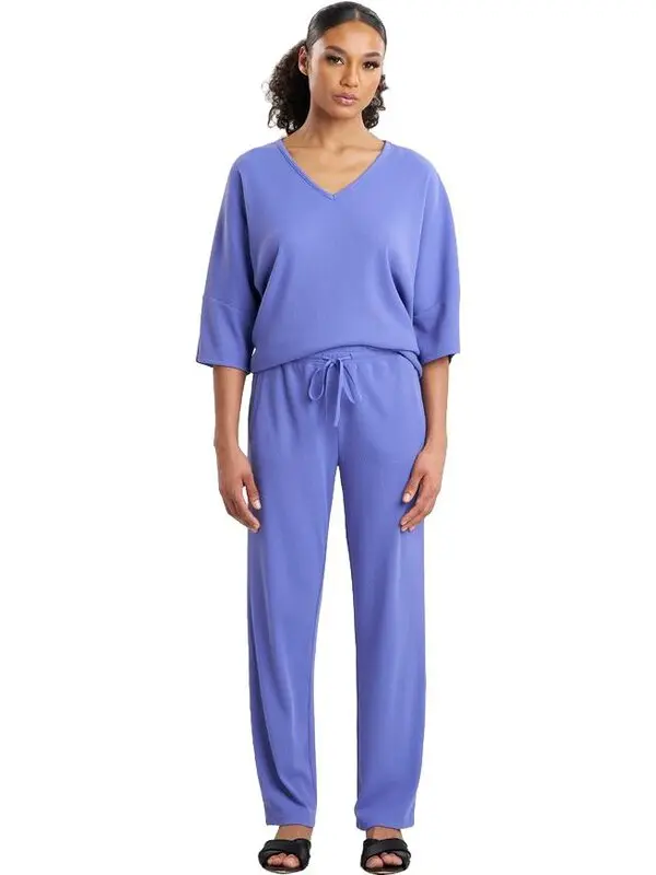 Natori Tranquility Waffle Tapered Pants - Blue