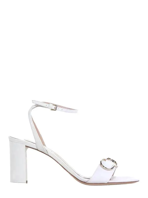 NINALILOU Buckle Detail Block Heel Sandals - White