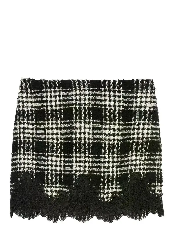 TWINSET Check-pattern Mini Skirt With Lace Trim - Black