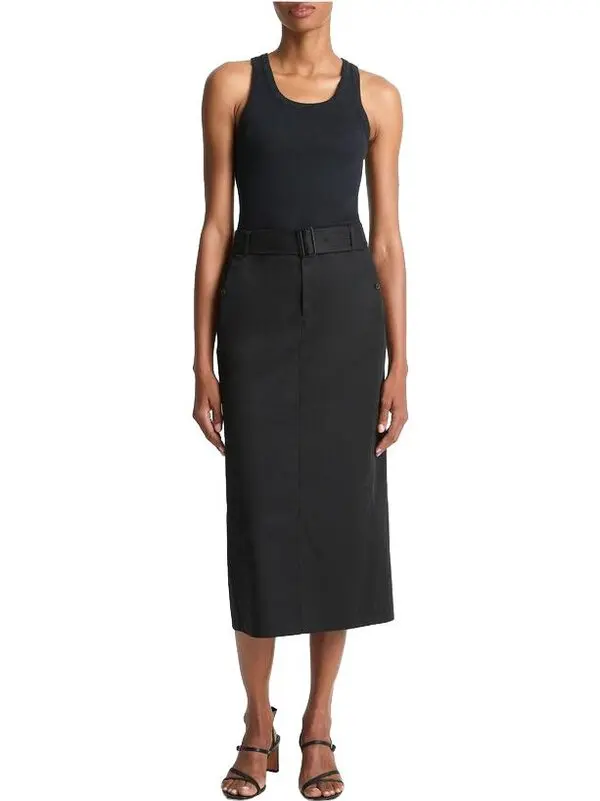 Vince Cotton Trench Pencil Skirt - Black