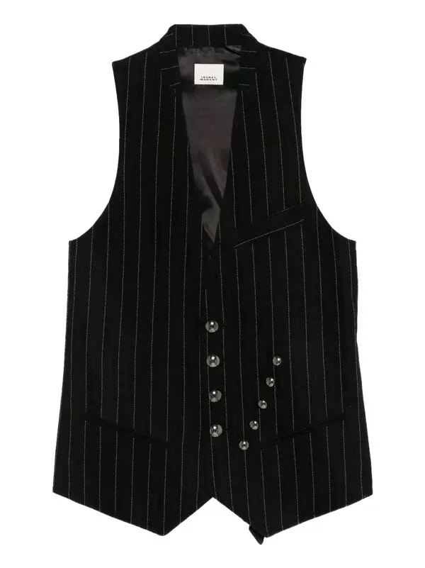 Isabel Marant Pinstripe Buttoned Waistcoat - Black