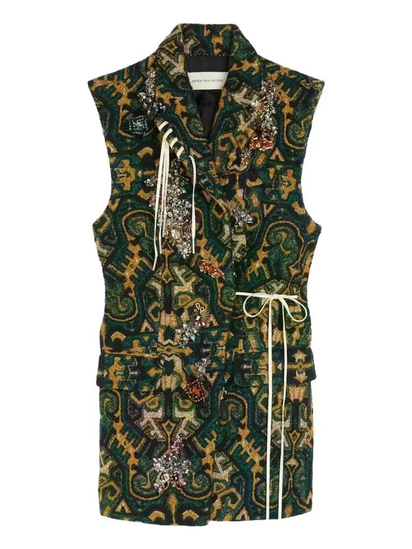 Dries Van Noten Embellished Sleeveless Blazer - Green