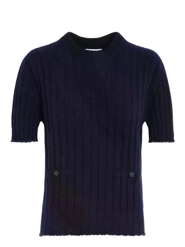 BARRIE Ribbed-knit T-shirt - Blue