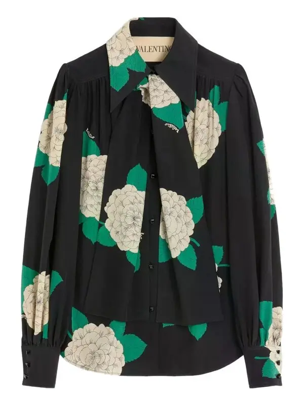 Valentino Garavani Floral-print Shirt - Black