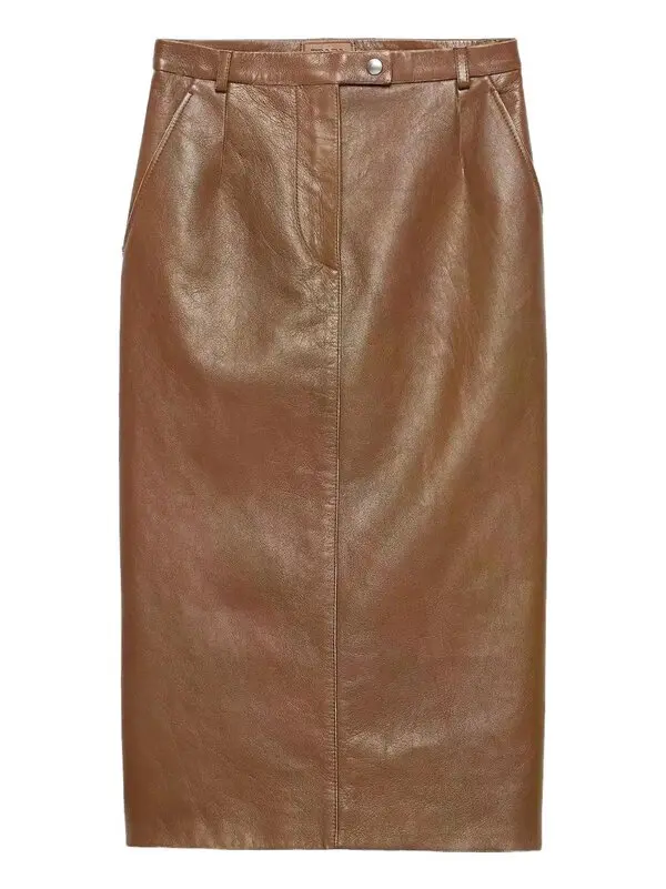 Prada Leather Pencil Skirt - Brown