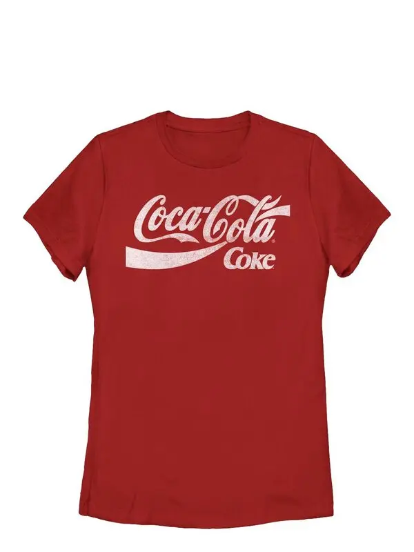 COCA COLA Distressed Classic Logos Graphic T-shirt - Red