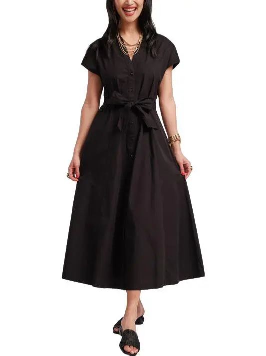 FRANCES VALENTINE Eve Belted Shirt Dress - Black