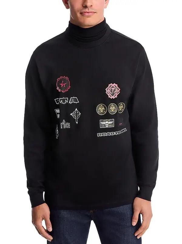 RtA Turtle Neck Long Sleeve Patch Tee - Black Military Patch