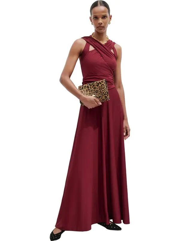 ME+EM Cross Over Front Feature Maxi Dress - Ultra Red