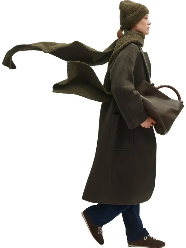 ME+EM Cocoon Coat With Belt - Olive