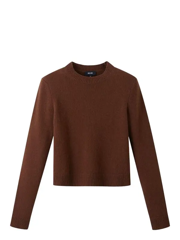 ME+EM Cashmere Crew Neck Cropped Jumper - Chestnut Brown