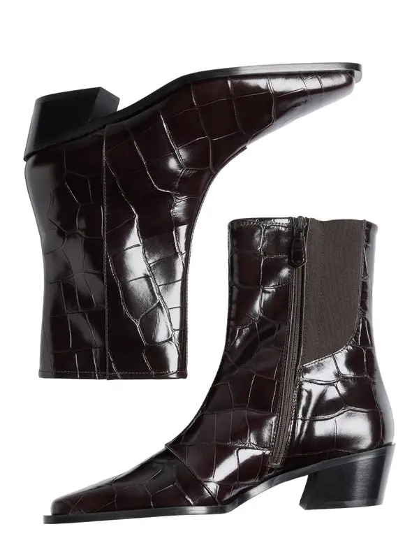ME+EM Western Style Ankle Boot - Chocolate