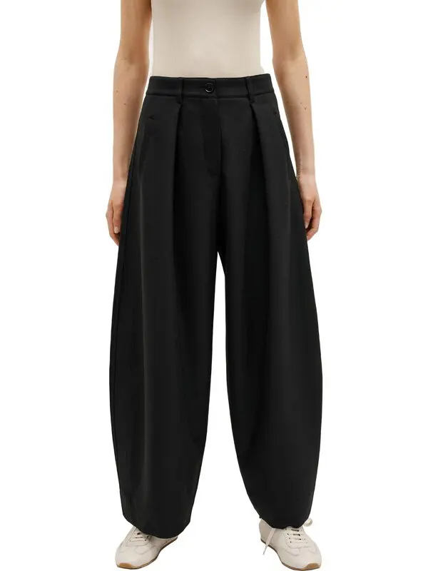 ME+EM Crease-less Barrel Leg Trousers - Black