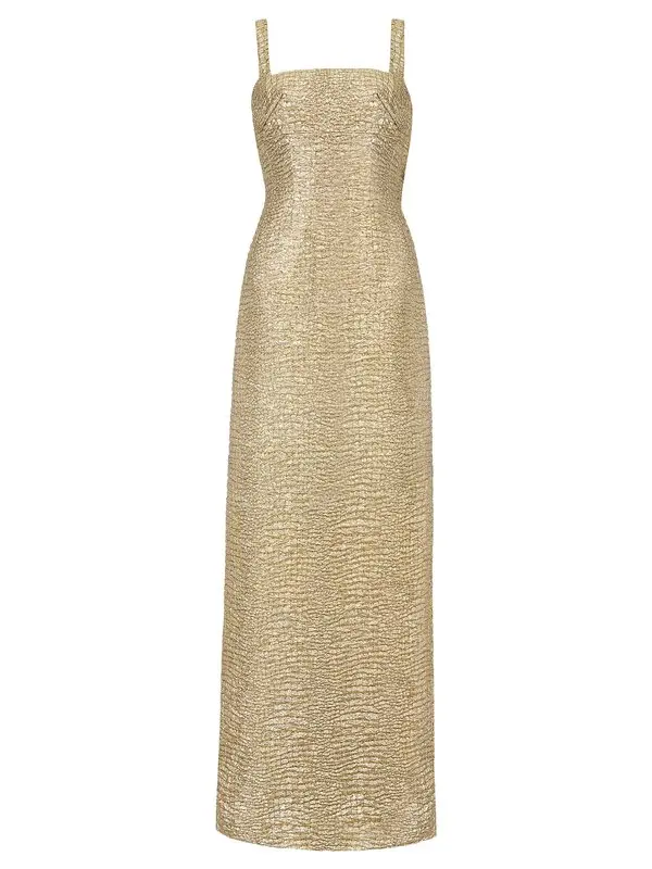 EMILIA WICKSTEAD Micheline Metallic Seersucker Dress - Gold