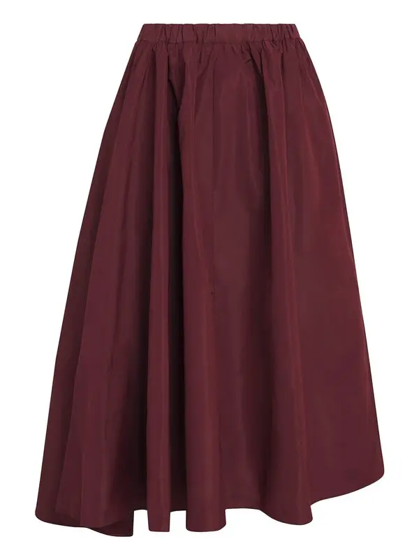 Patou Asymmetric Pleated Midi Skirt - Burgundy