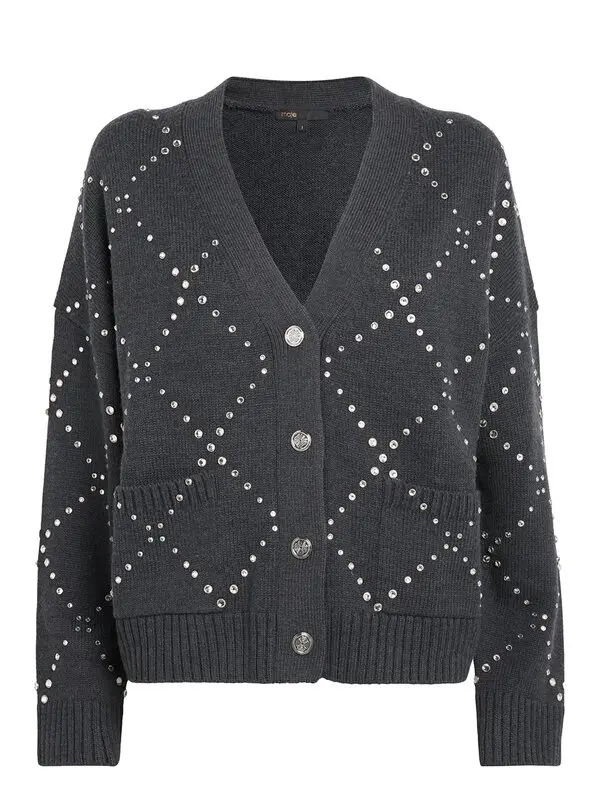 Maje Studded Knit Cardigan - Black