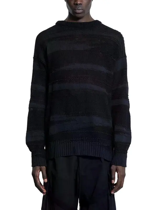 HALOS Striped Distressed-effect Jumper - Black