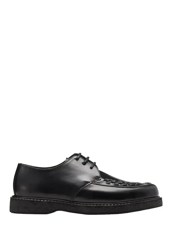 VINNY'S Interwoven Detail Leather Derby Shoes - Black