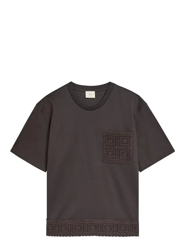 CHE Inigo Crot-trimmed Cotton T-shirt - Dark Brown