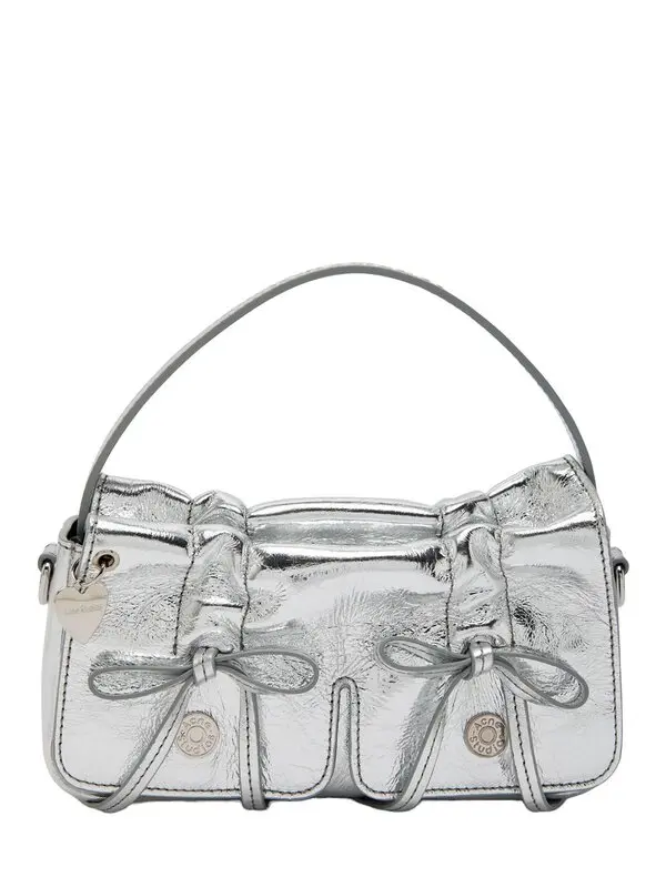 Acne Studios Multipocket Micro Metallic Leather Top Handle Bag - Silver