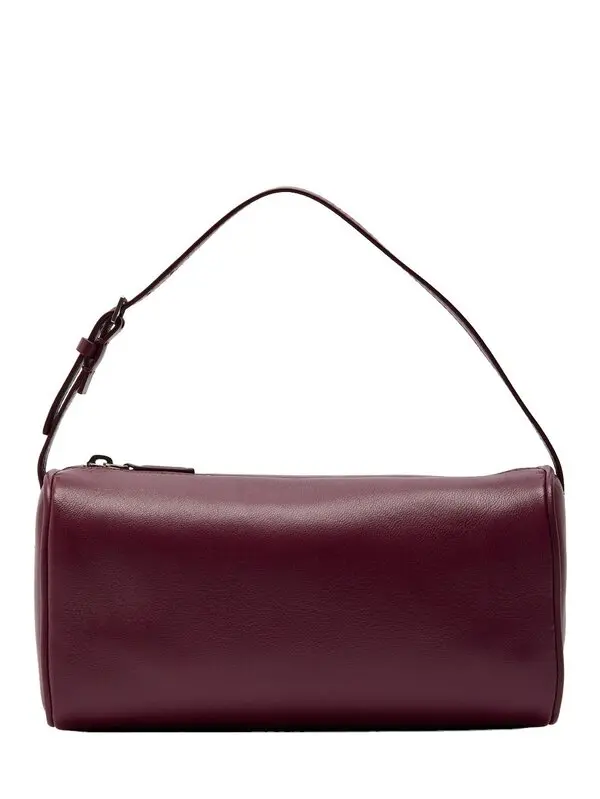 THE ROW Round 90's Leather Top Handle Bag - Burgundy