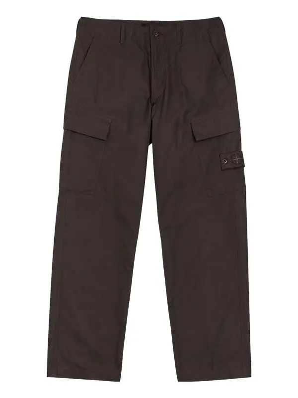 Stone Island Cotton-poplin Cargo Trousers - Dark Brown
