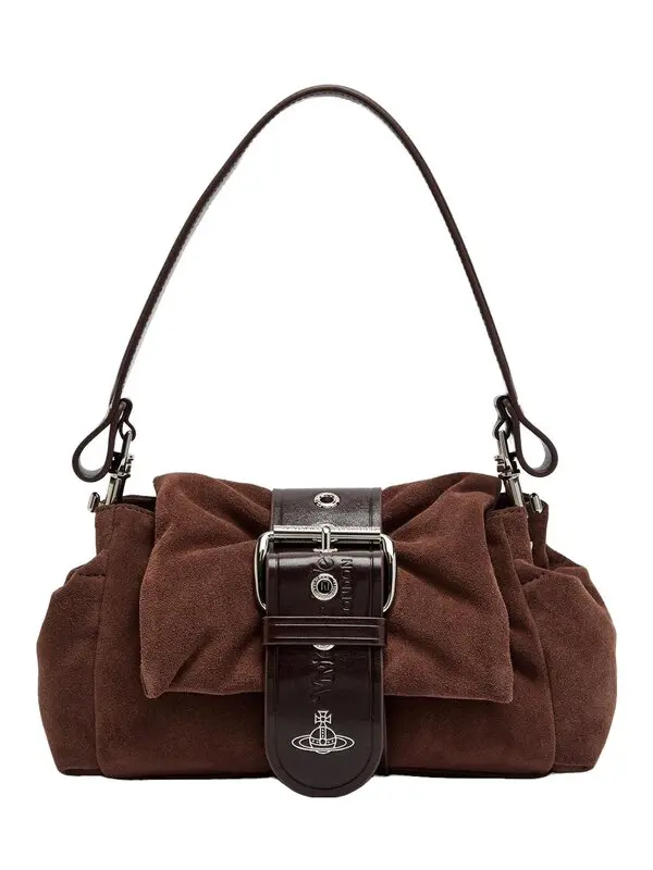 VIVIENNE WESTWOOD Hazel Treasure Suede Shoulder Bag - Chocolate