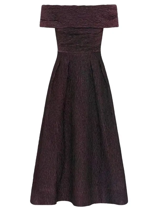 Rebecca Vallance Off-shoulder Pleated Midi Dress - Purple