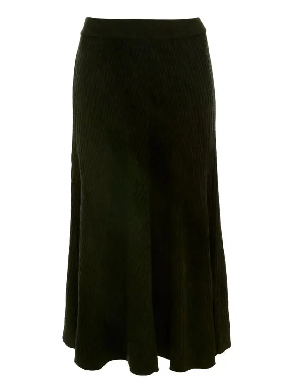 Victoria Beckham Ribbed Knit Midi Skirt - Green