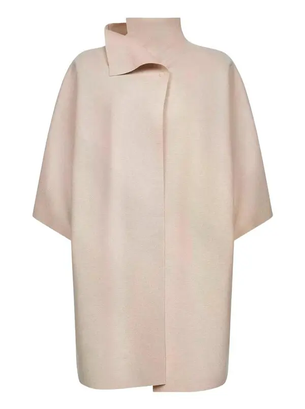 Harris Wharf London Asymmetric-neckline Short-sleeve Coat - Neutrals