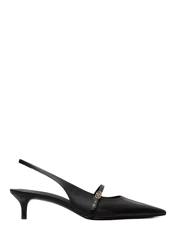 Tory Burch Slingback Buckle Leather Shoes - Black