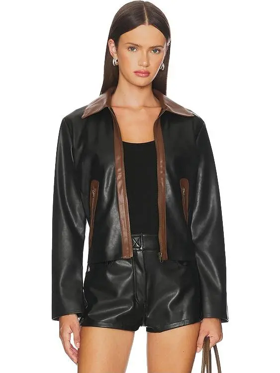 Central Park West Atlas Faux Leather Jacket - Black Combo