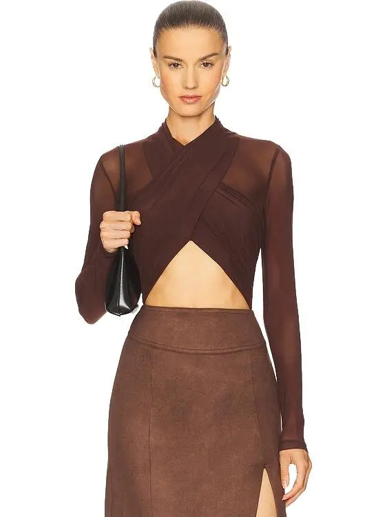 Bardot Aliyah Wrap Bodysuit - Chocolate