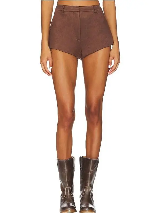 Bardot Jayla Faux Suede Mini Short - Chocolate