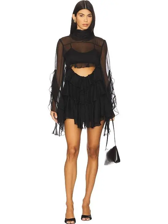 Bardot Anyssa Ruffle Mini Dress - Black
