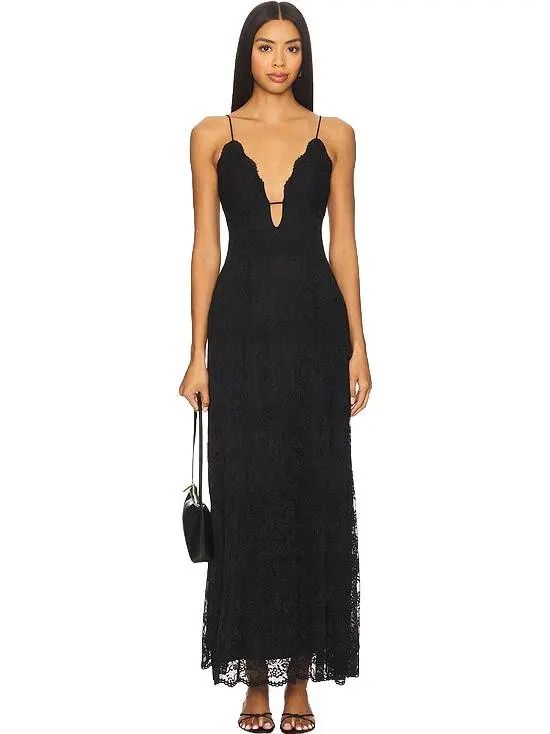 Bardot Sabrine Lace Maxi Dress - Acid Black