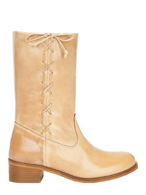 DICO COPENHAGEN Julia Side Laces Gaucho Boots - Light Tan
