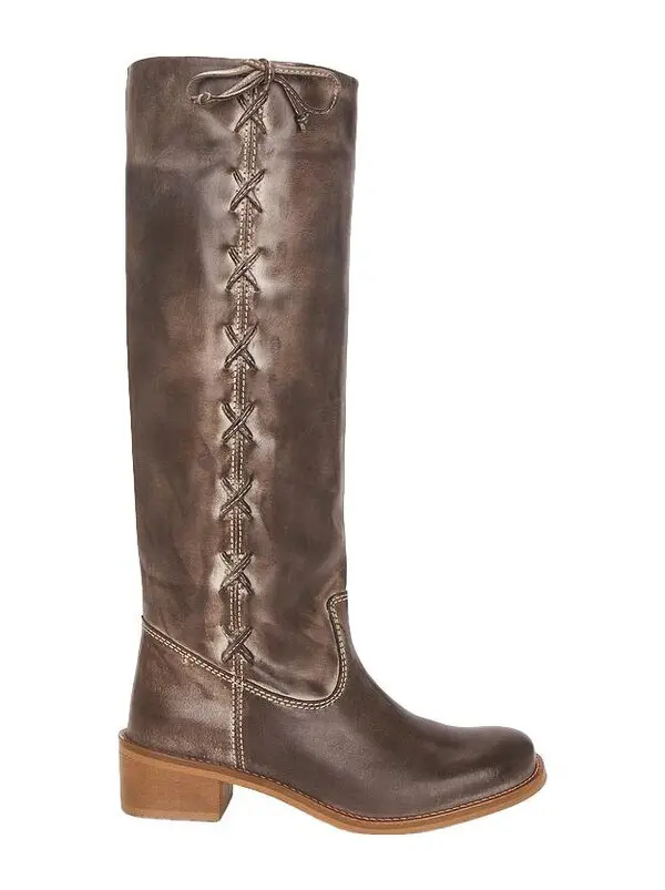 DICO COPENHAGEN Ann Side Laces Gaucho Boot - Dark Brown