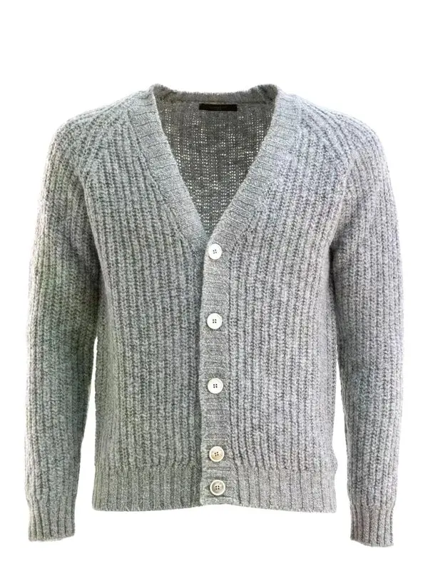 ZANONE Ribbed V-neck Cardigan - Grey