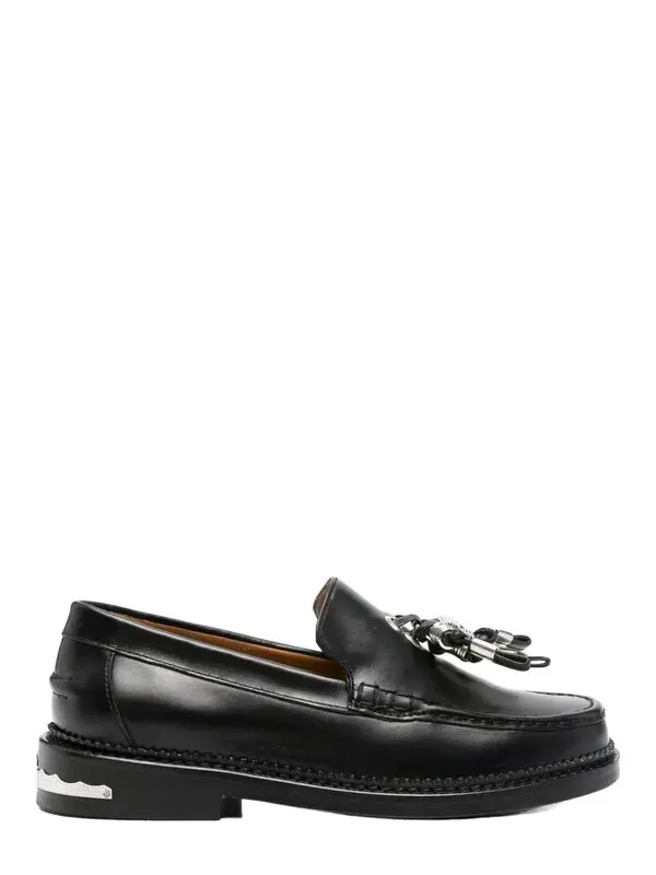 Toga Tassel-embellished Leather Loafers - Black