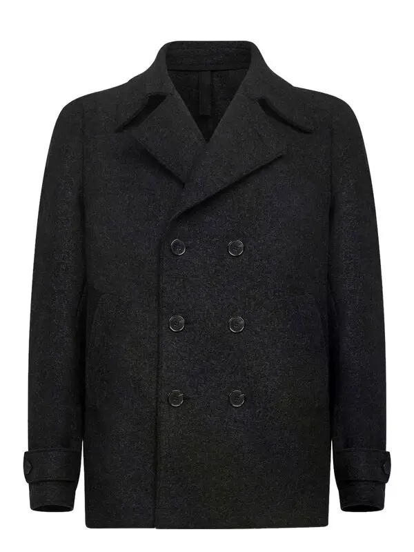 Harris Wharf London Double-breasted Virgin Wool Coat - Black