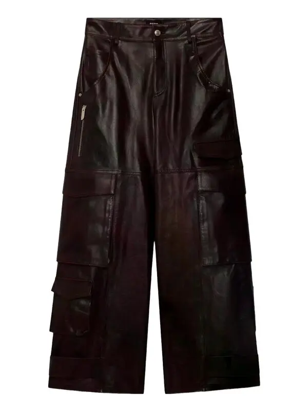 Gcds Cargo Leather Trousers - Red